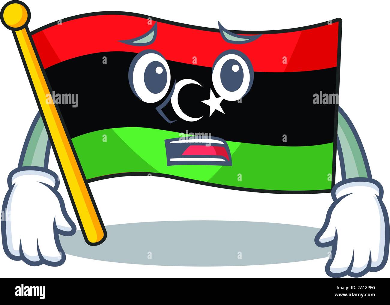 Afraid flag libya is flying cartoon pole Stock Vector Image & Art - Alamy