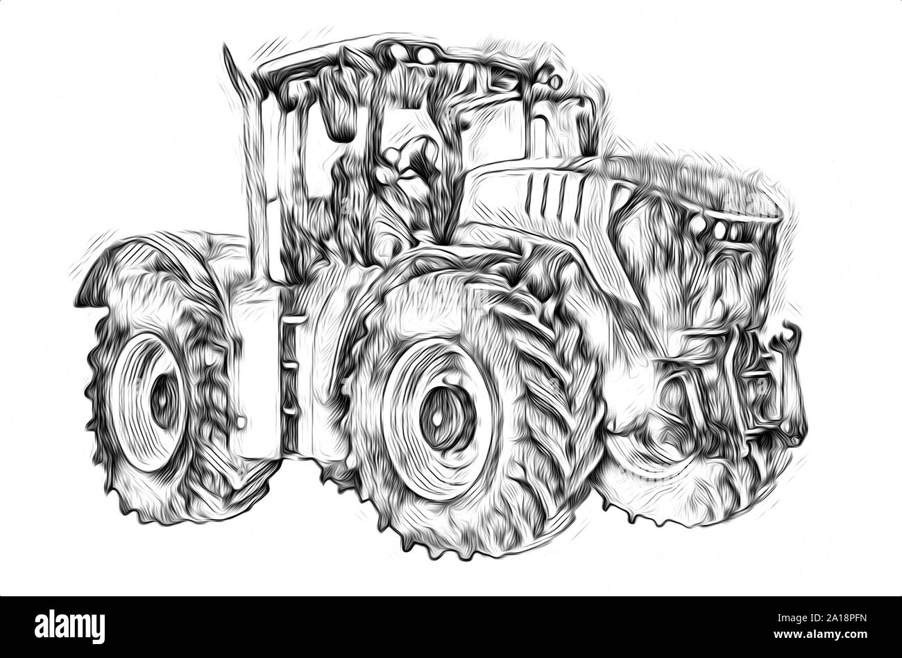 Agricultural tractor illustration color art Stock Photo - Alamy