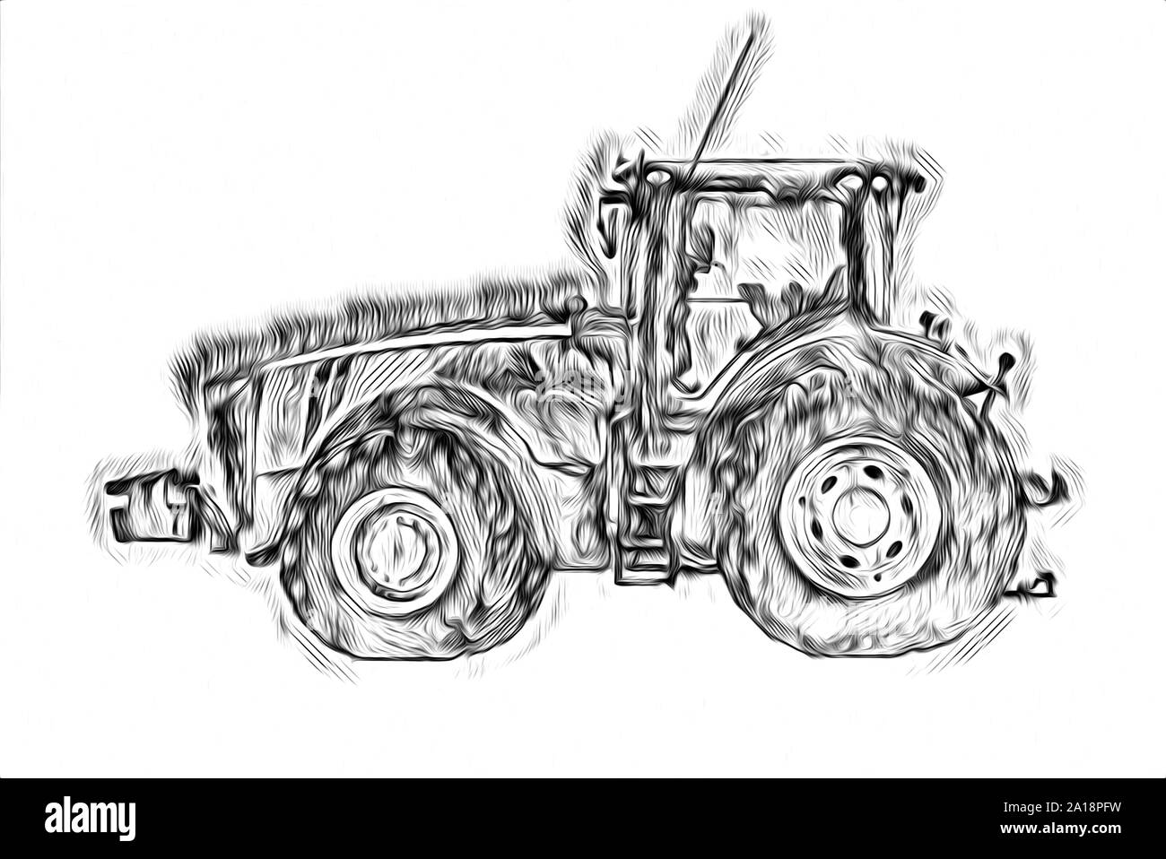 Agricultural tractor illustration color art Stock Photo - Alamy
