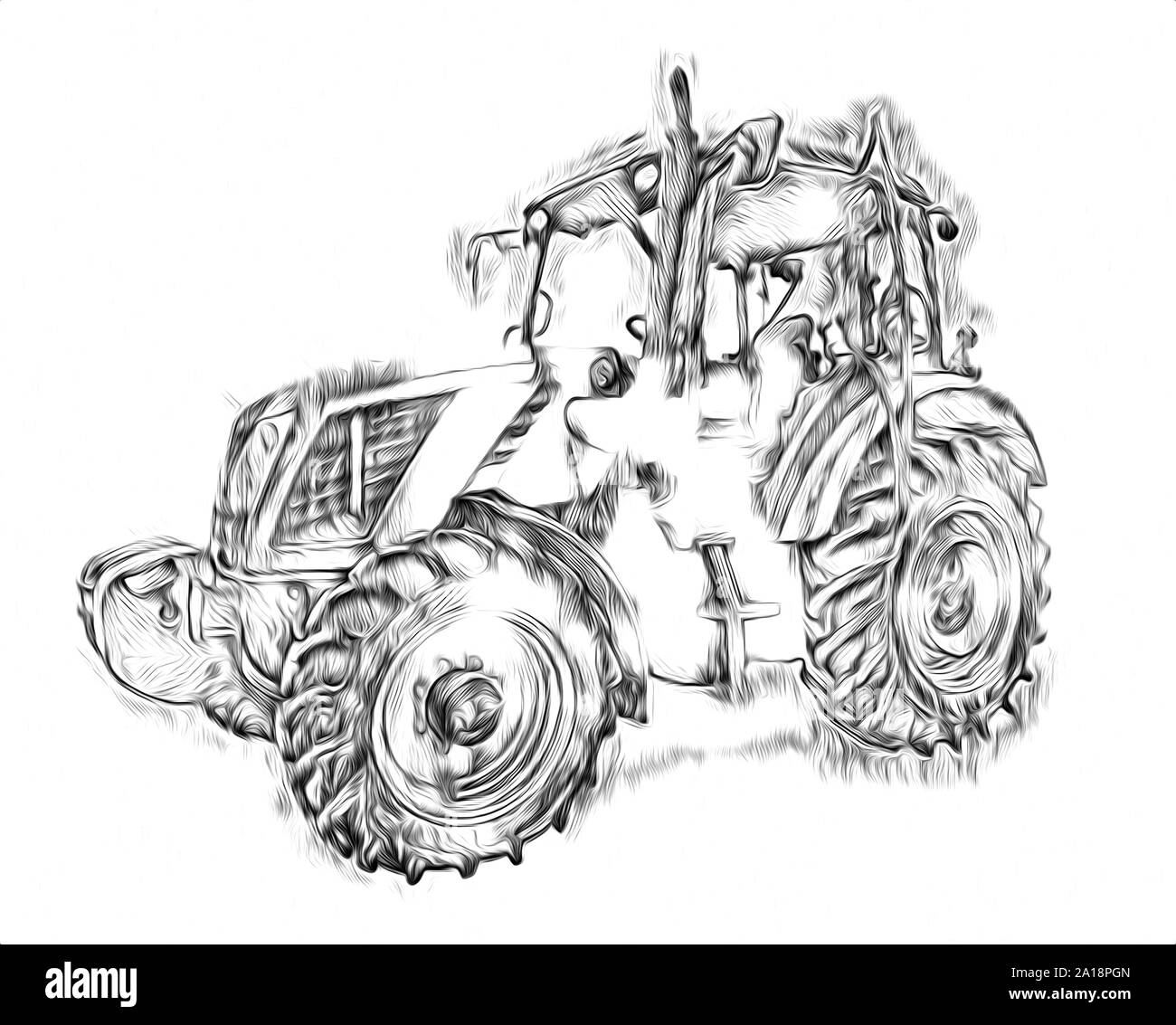 Agricultural tractor illustration color art Stock Photo - Alamy