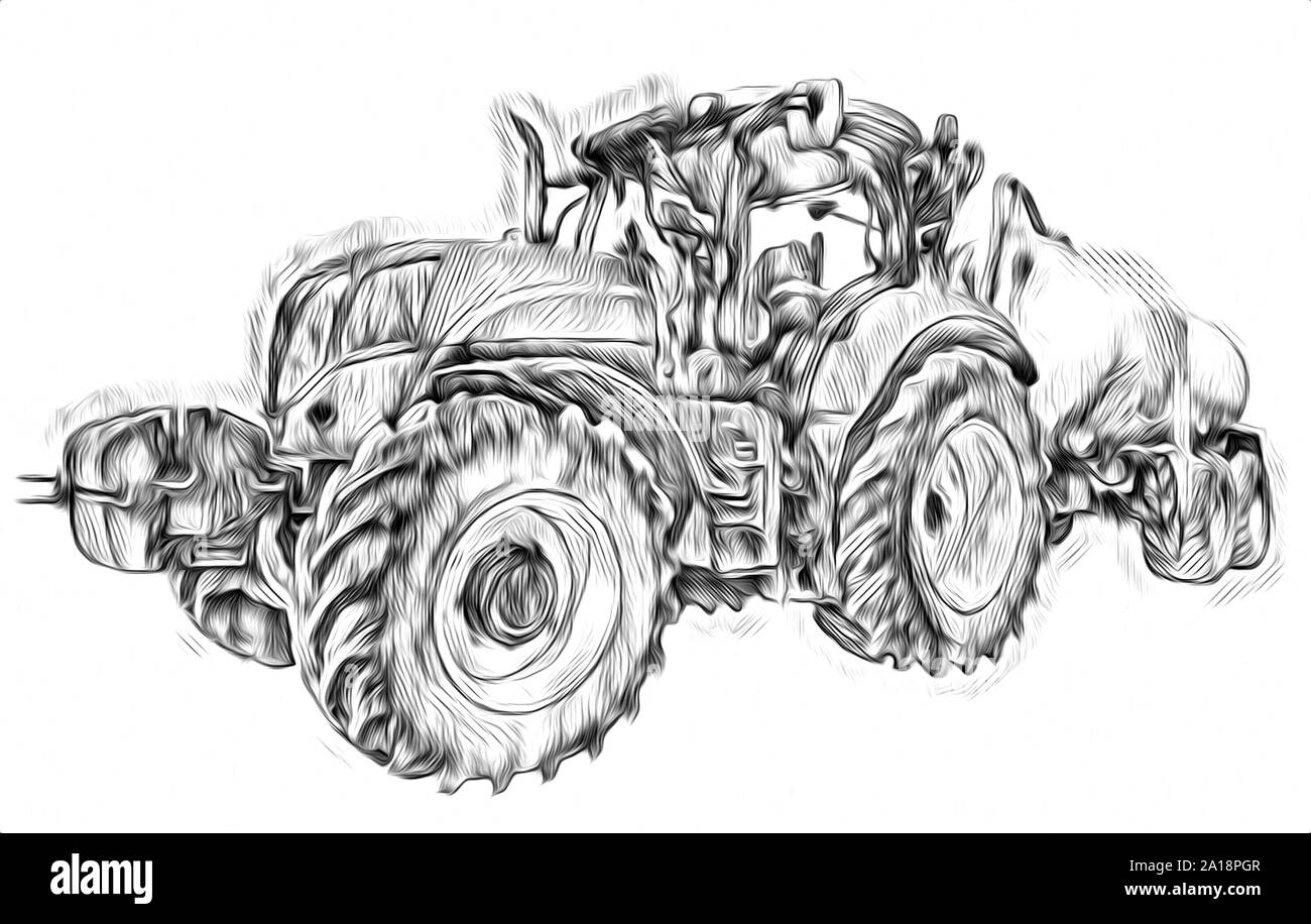 Agricultural tractor illustration color art Stock Photo - Alamy