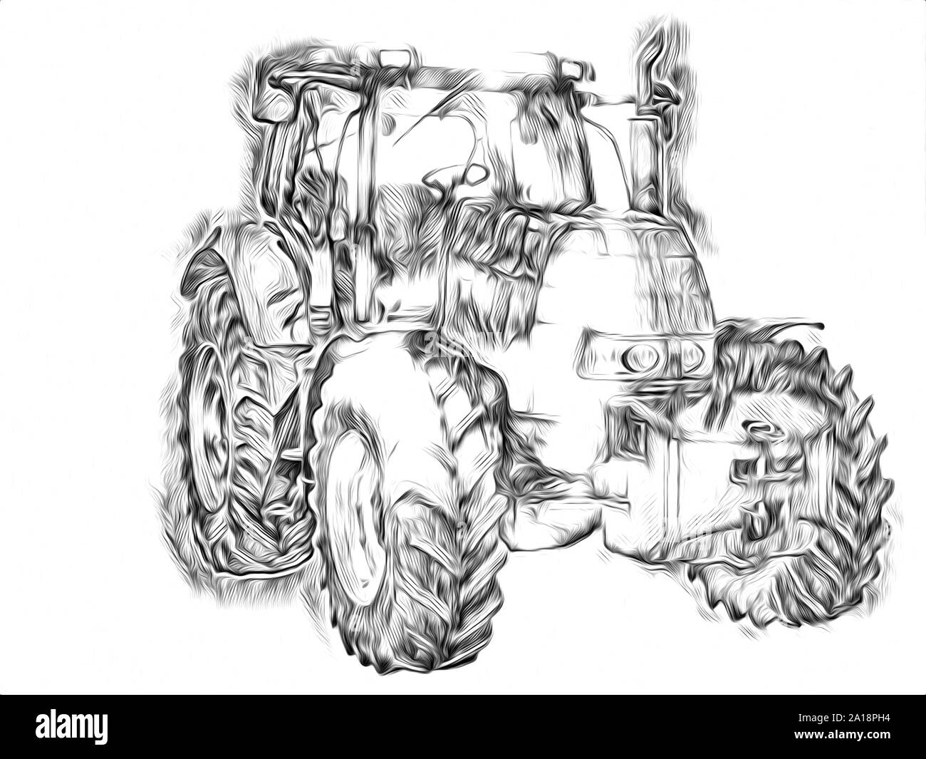 Agricultural tractor illustration color art Stock Photo - Alamy