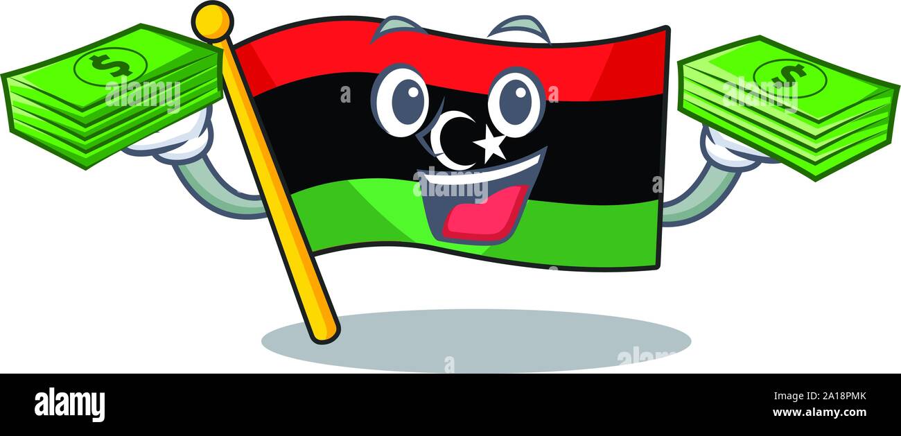 With money bag flag libya is flying cartoon pole Stock Vector Image ...