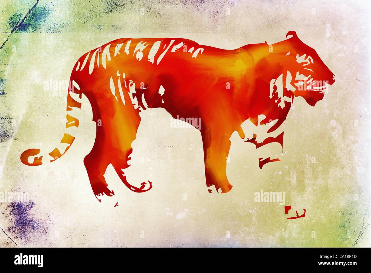 tiger art illustration color drawing painting Stock Photo - Alamy