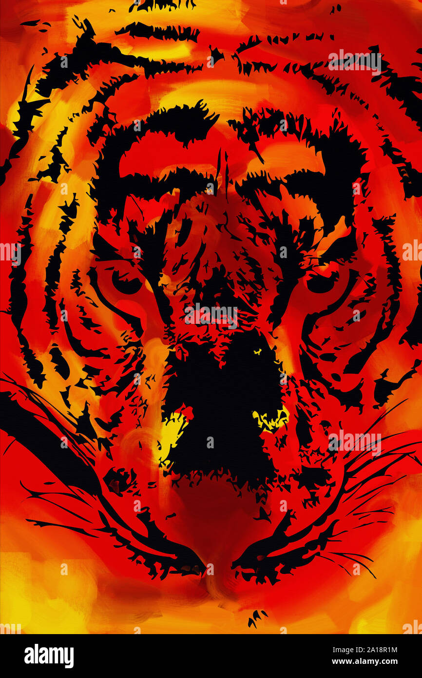 tiger art illustration color drawing painting Stock Photo - Alamy