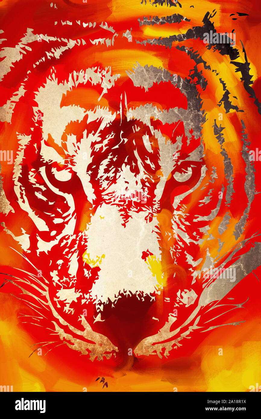 tiger art illustration color drawing painting Stock Photo - Alamy
