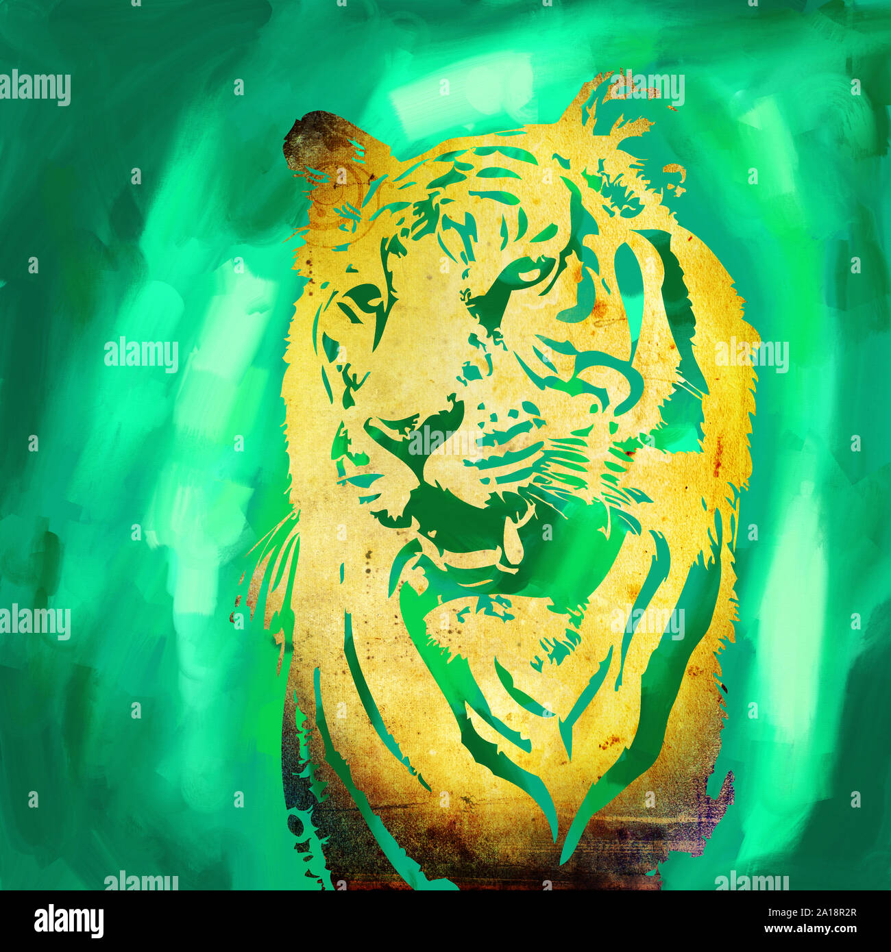 tiger art illustration color drawing painting Stock Photo - Alamy