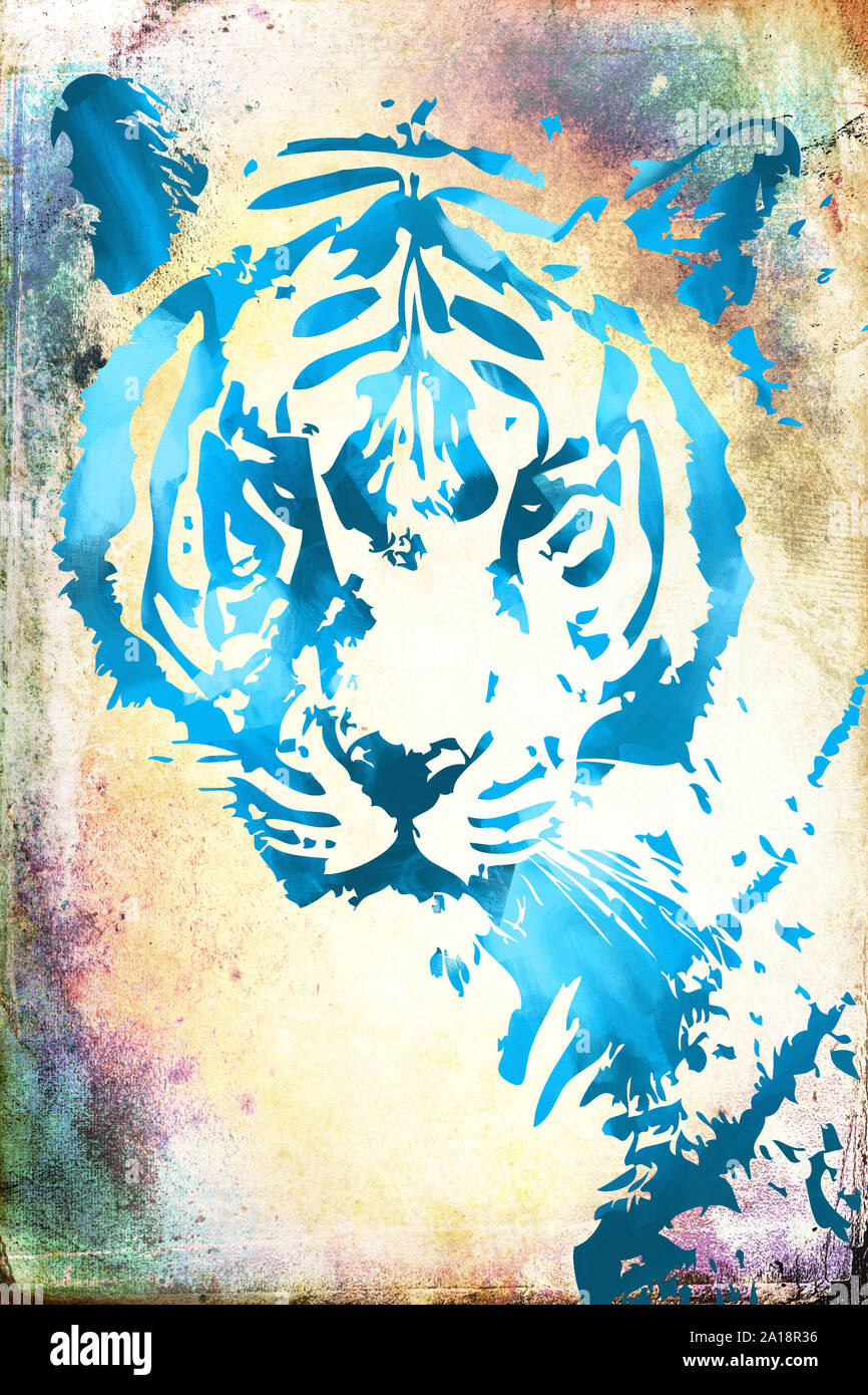 tiger art illustration color drawing painting Stock Photo - Alamy