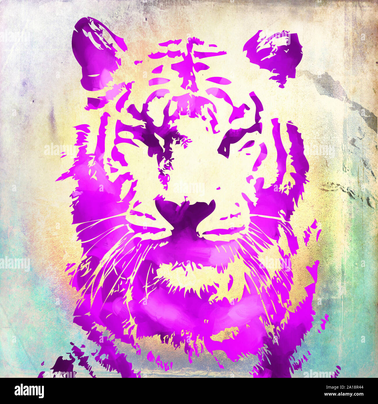 tiger art illustration color drawing painting Stock Photo - Alamy