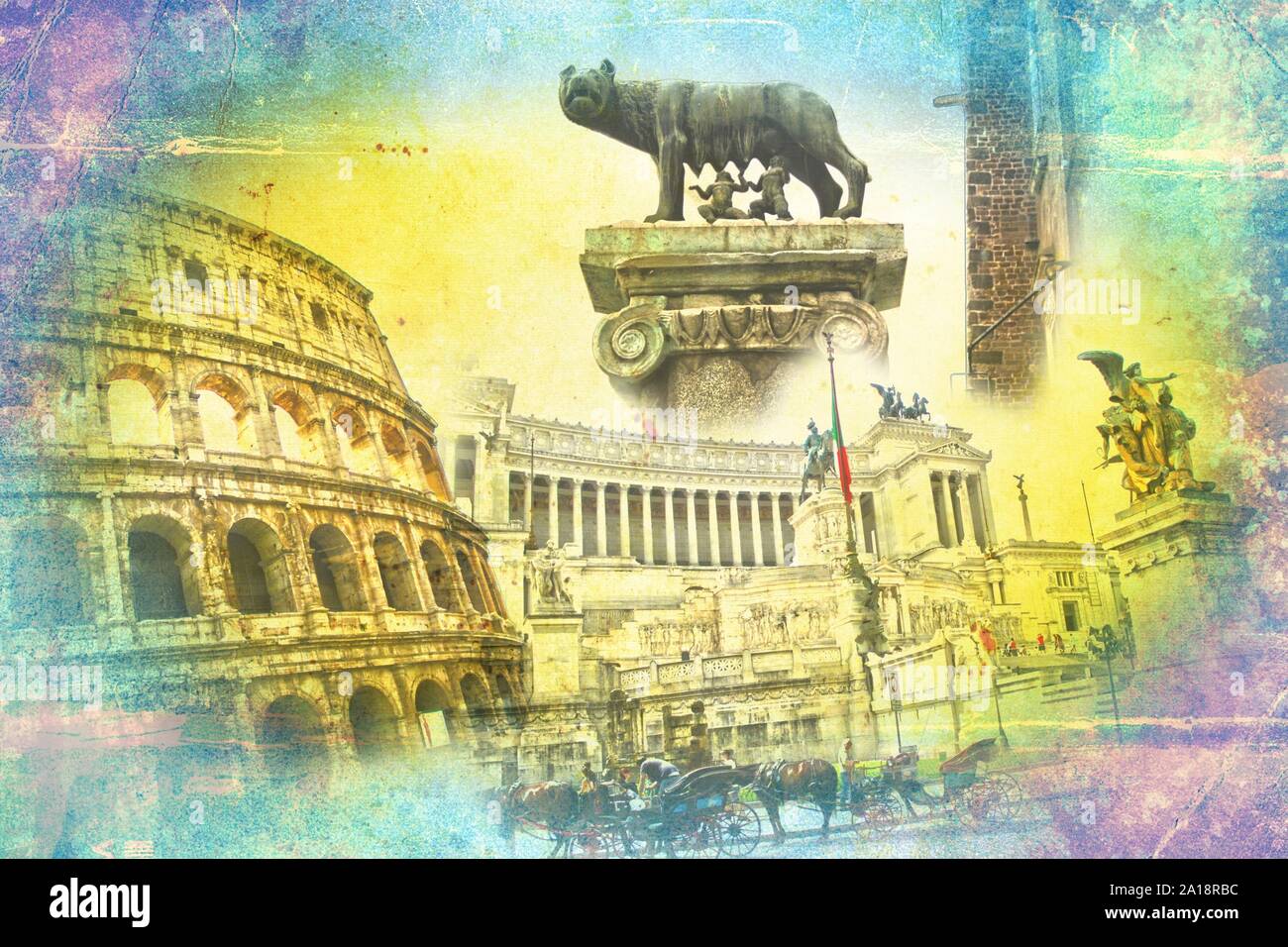 Roman forum rome vintage old paper art hi-res stock photography and ...