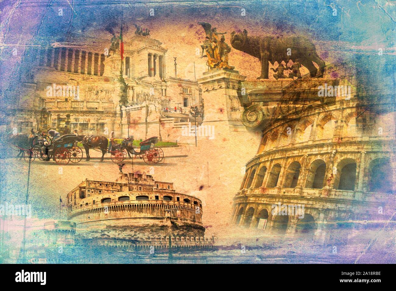 Rome Italy art illustration design painting Stock Photo - Alamy