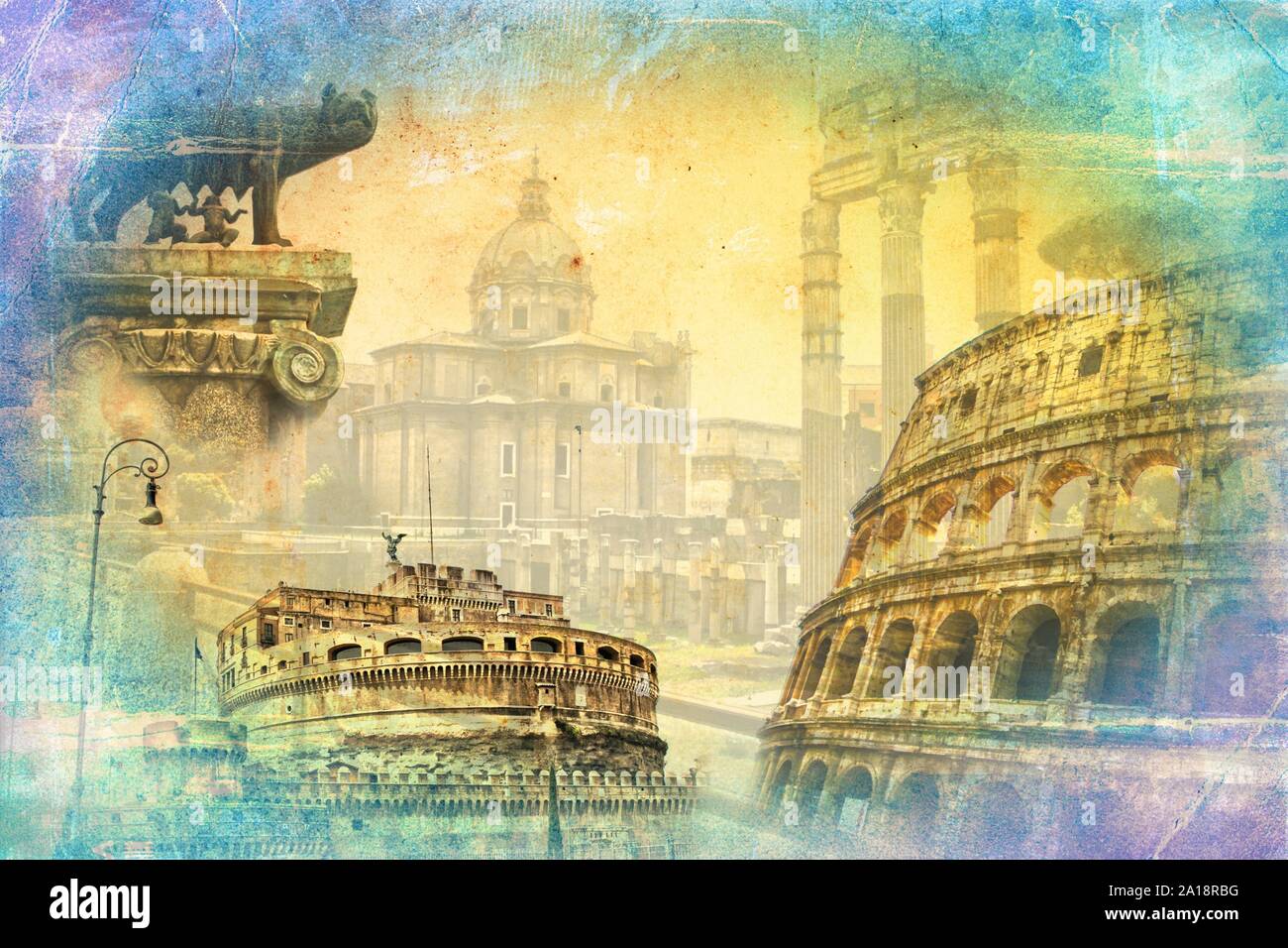 Rome Italy art illustration design painting Stock Photo - Alamy