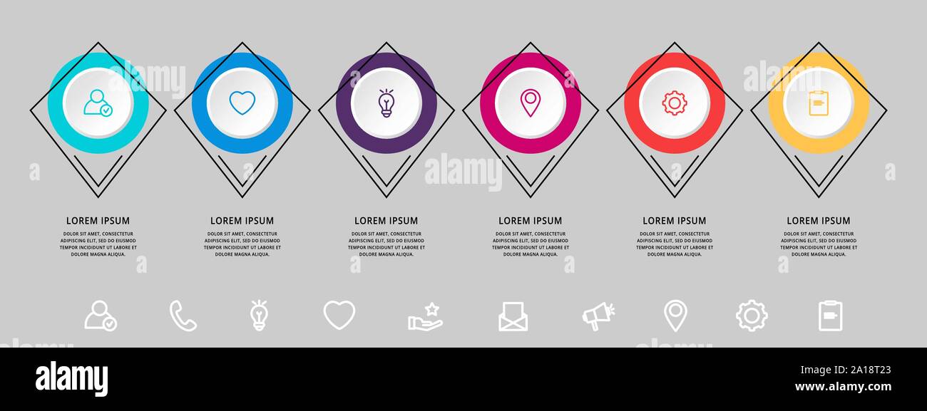 Vector infographic template circles for six paper label, diagram, graph ...