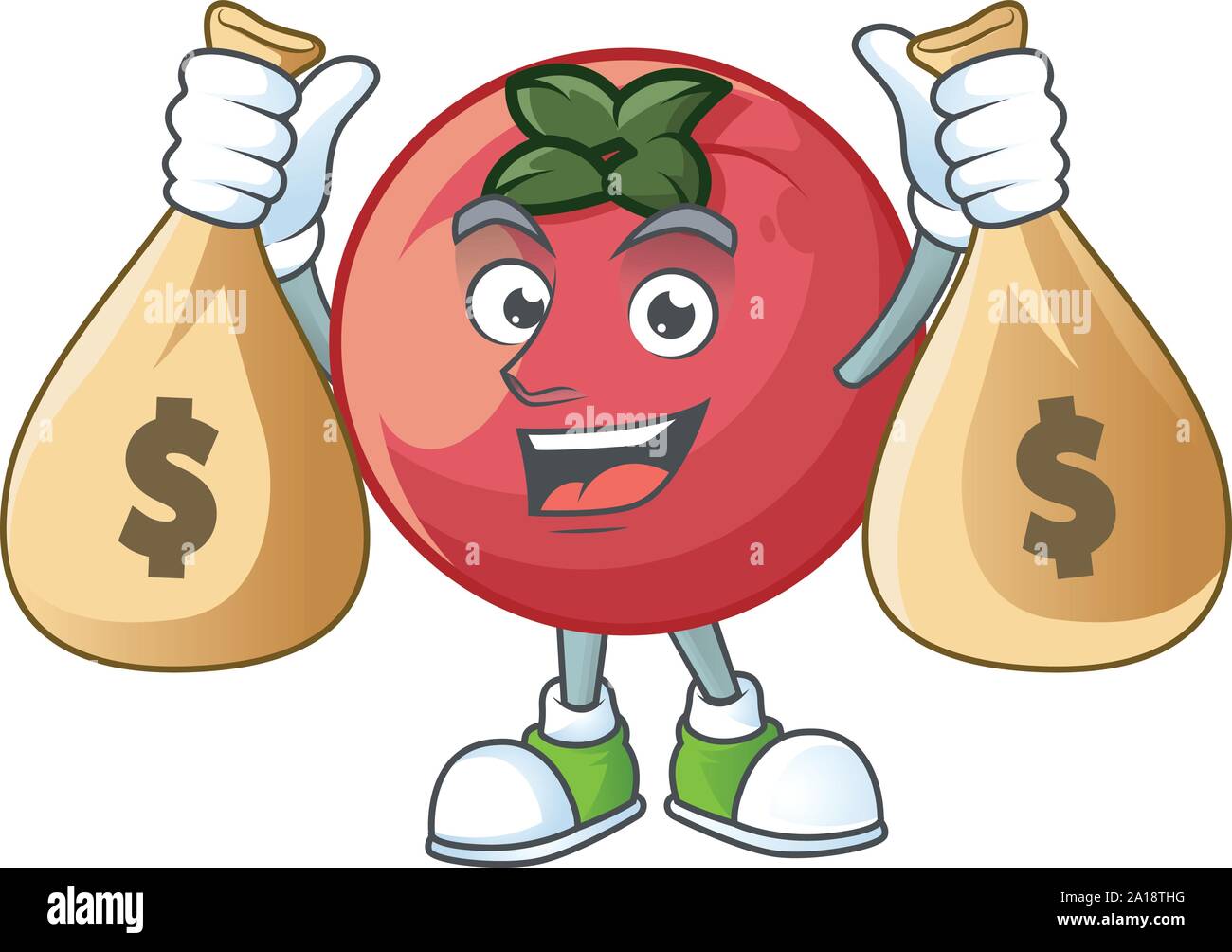 With money bag fresh velvet apple in cartoon mascot Stock Vector Image ...