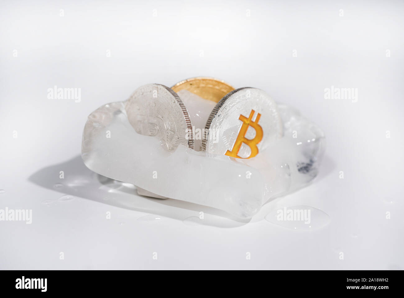 Frozen small red car in ice. Abstract winter driving concept Stock ...