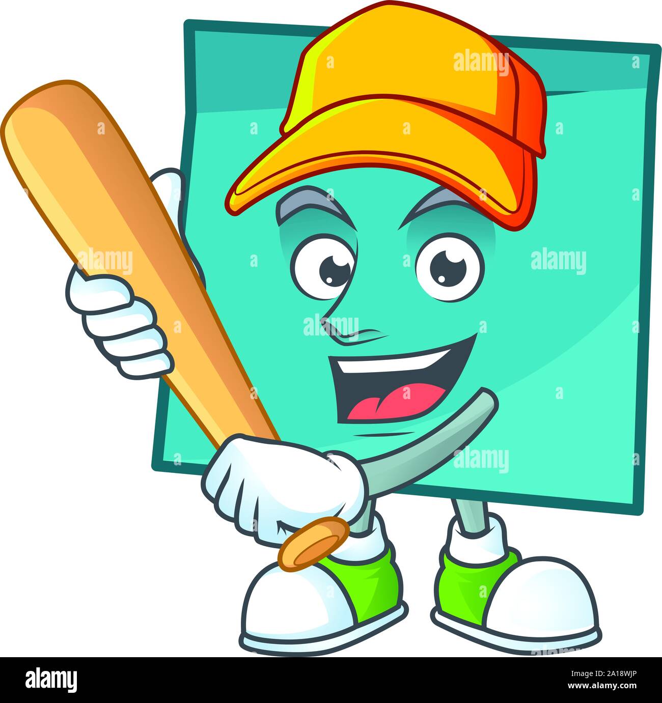 Playing baseball rectangle sticker paper cartoon for work Stock Vector ...