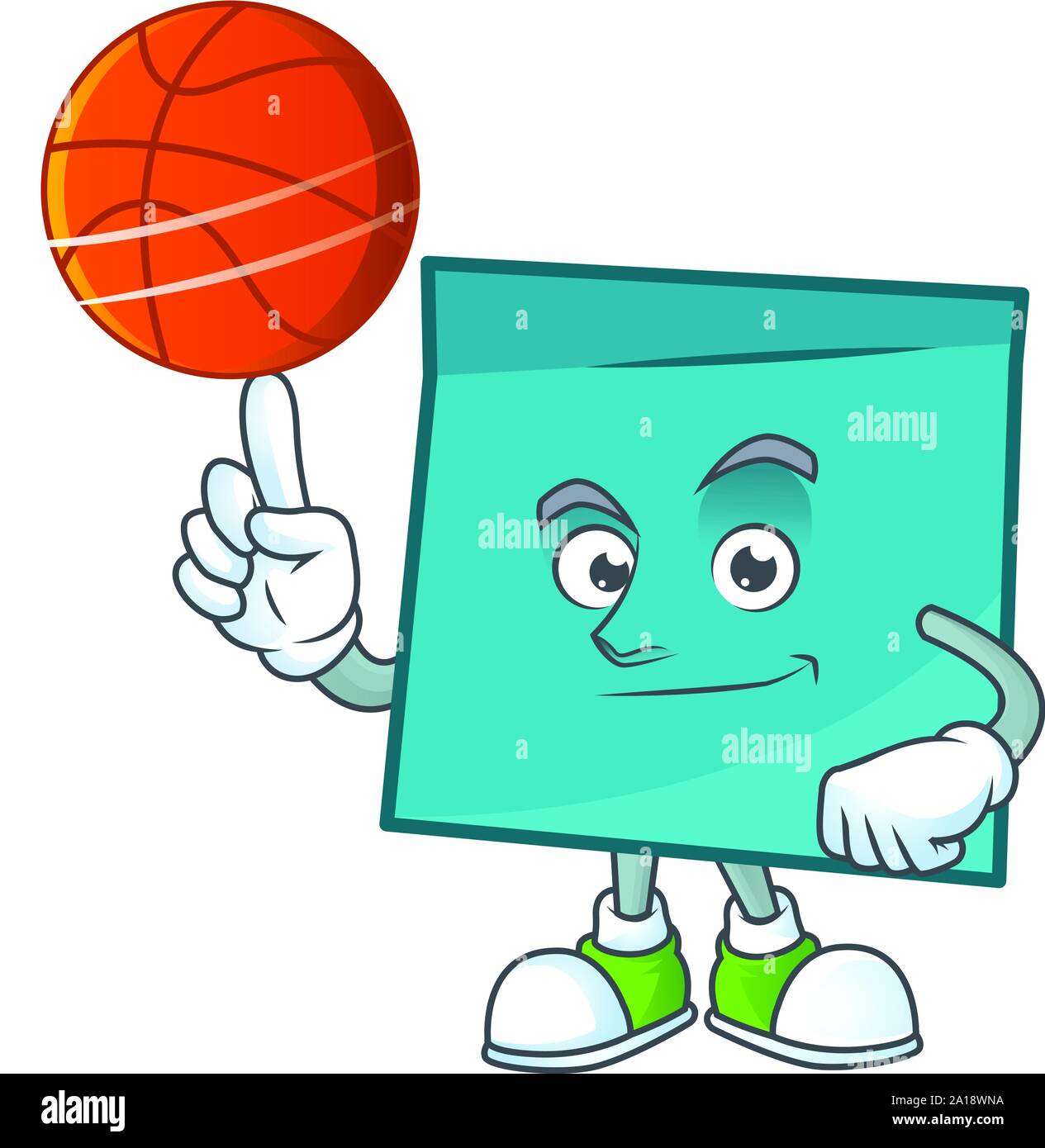 With basketball rectangle sticker paper cartoon for work Stock Vector ...