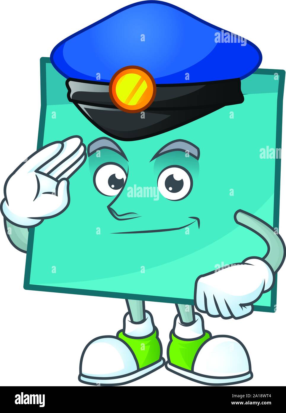 Police rectangle sticker paper cartoon for work Stock Vector Image ...