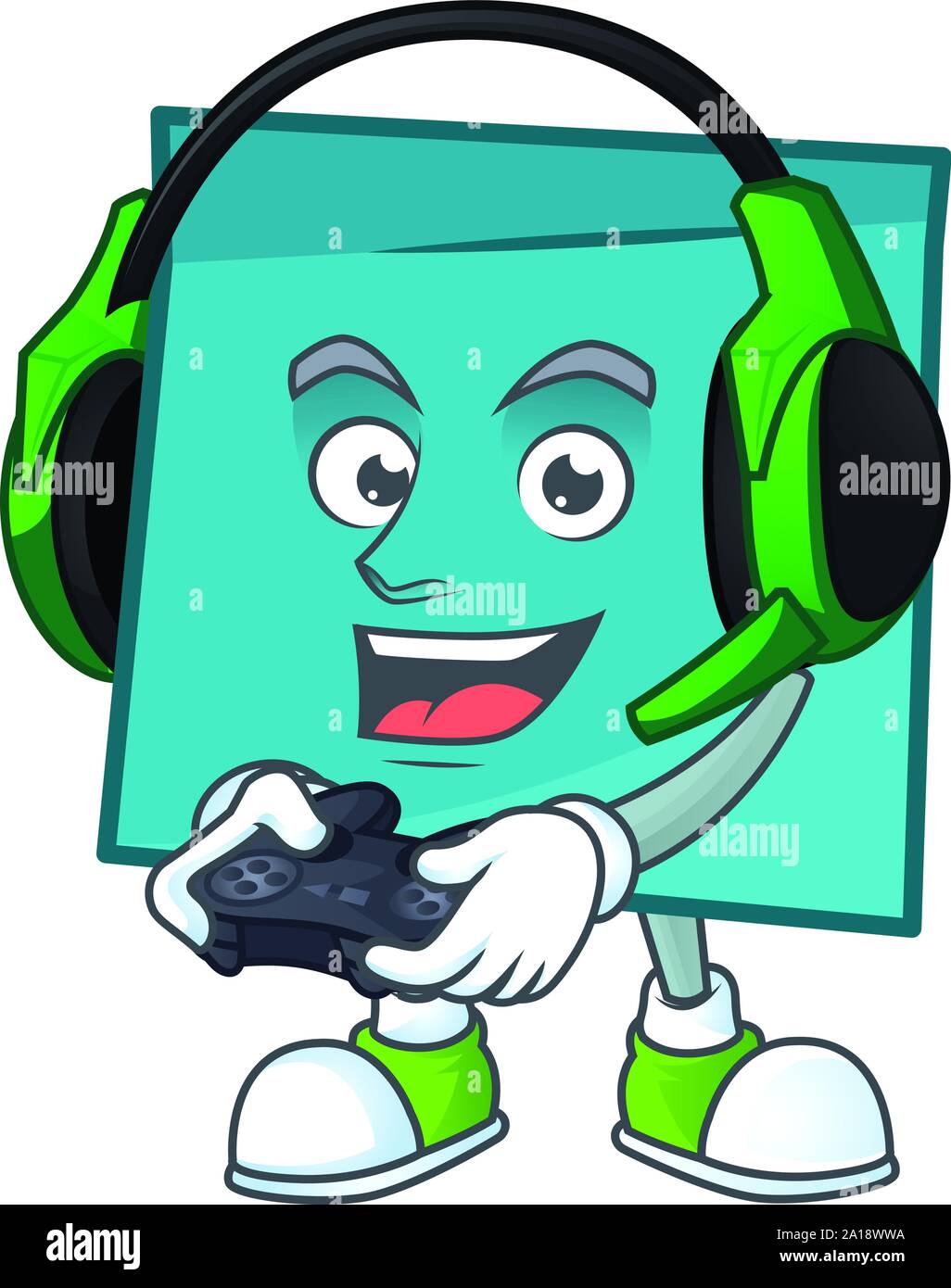 Gaming rectangle sticker paper cartoon for work Stock Vector Image ...