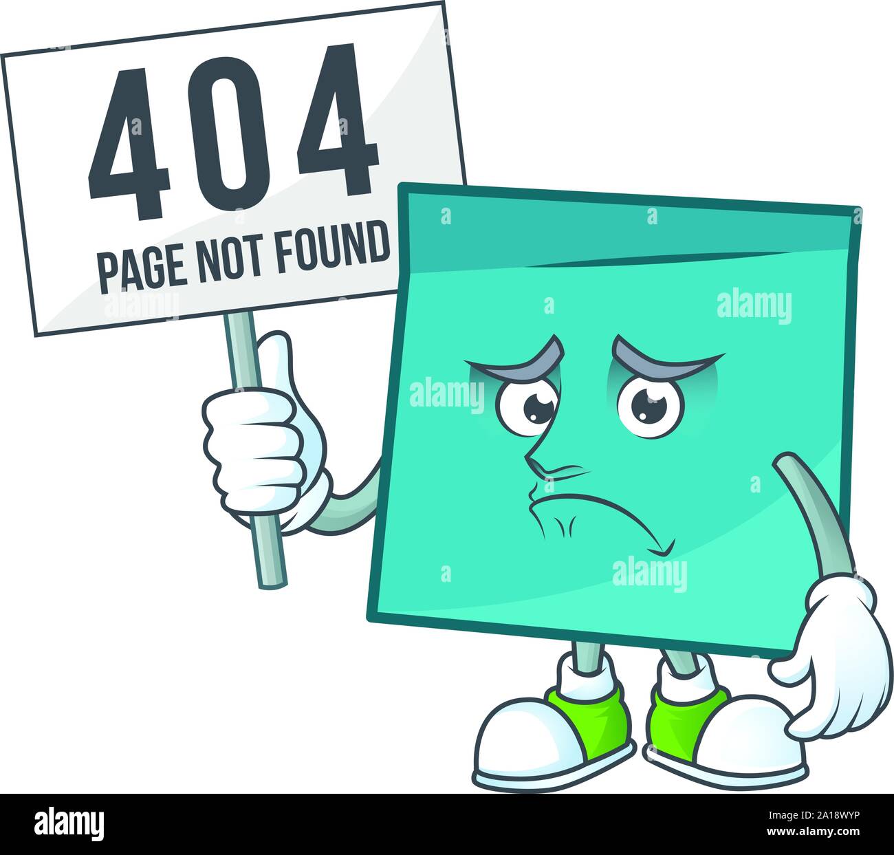 Pouting with bring board rectangle sticker paper cartoon for work Stock ...