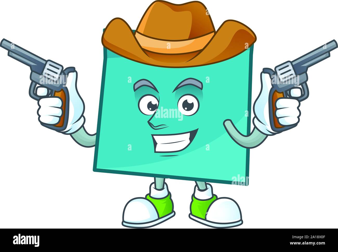 Cowboy rectangle sticker paper cartoon for work Stock Vector Image ...