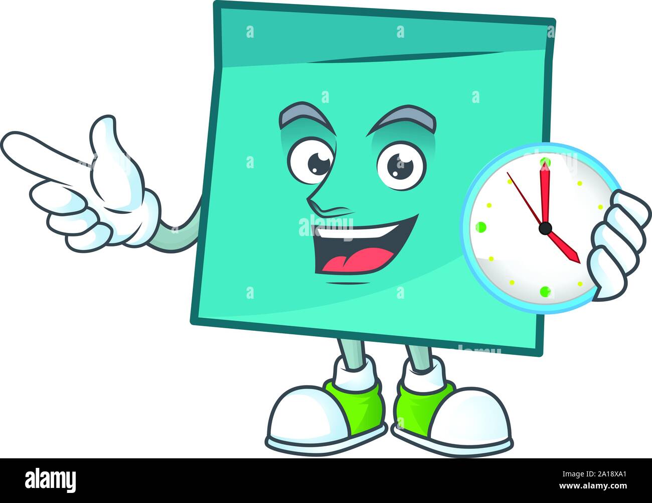 With clock rectangle sticker paper character for company note Stock ...