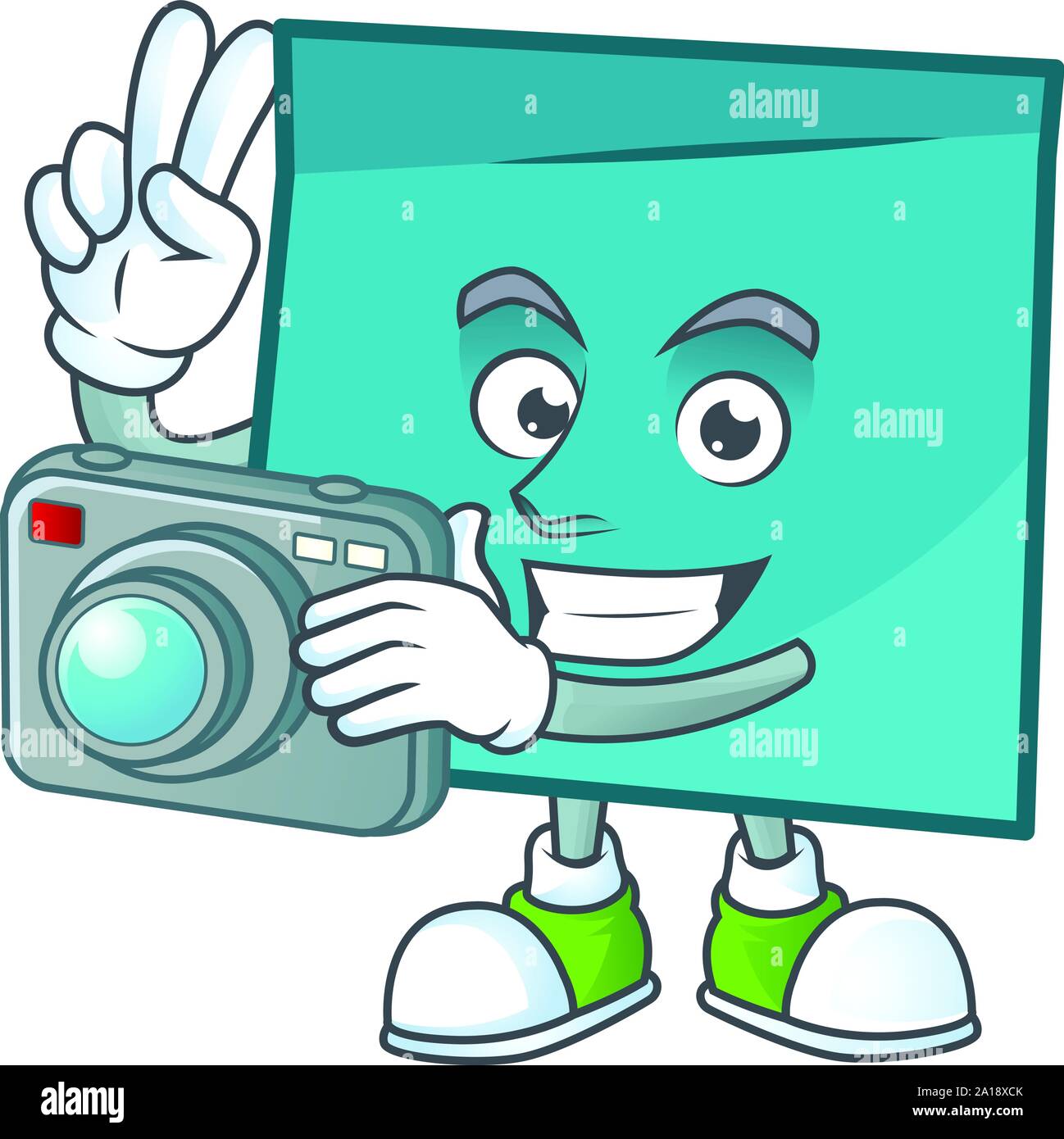Photographer blue rectangle sticker paper on white background Stock ...