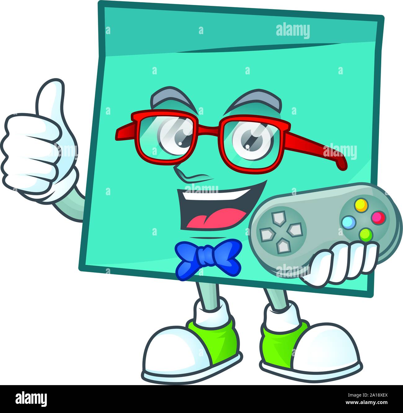 Gamer blue rectangle sticker paper on white background Stock Vector ...