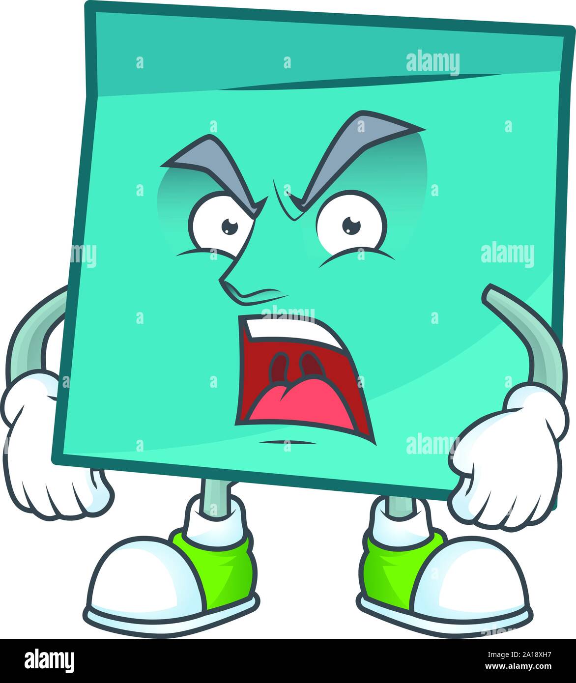 Angry blue rectangle sticker paper on white background Stock Vector ...