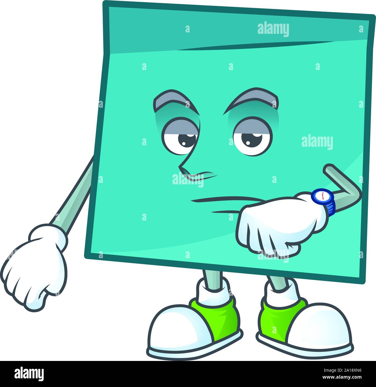 Waiting rectangle sticker paper in cartoon character Stock Vector Image ...