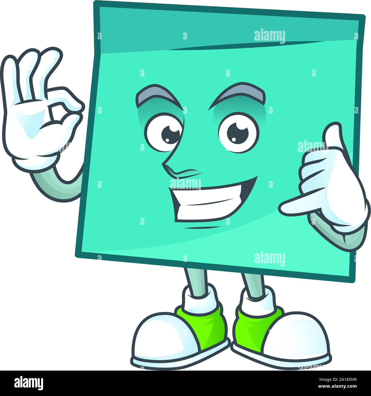 Call me rectangle sticker paper in cartoon character Stock Vector Image ...