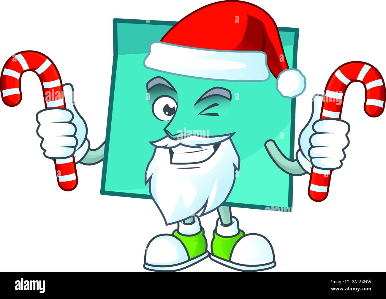 Santa with candy rectangle sticker paper in cartoon character Stock ...