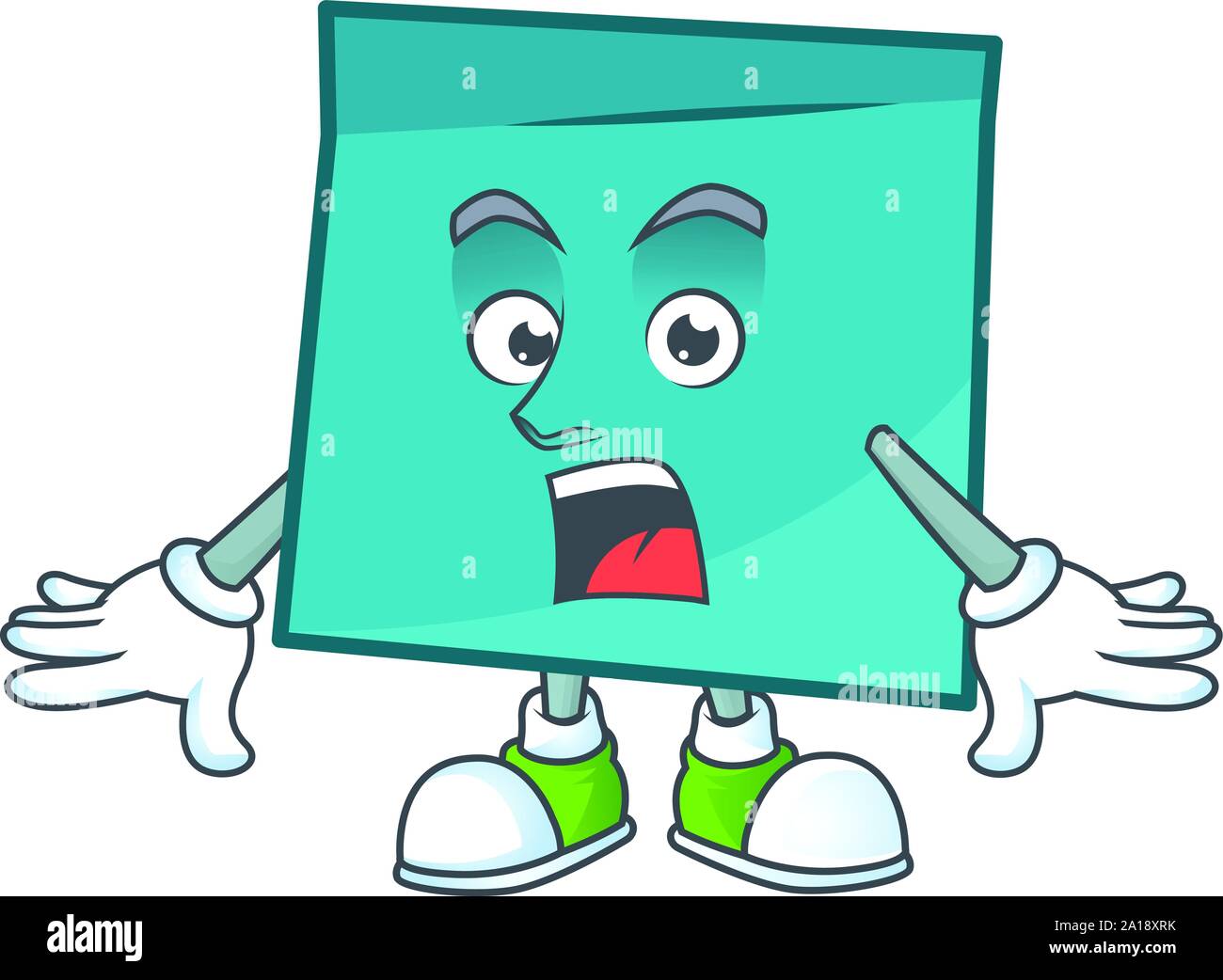 Surprised blue rectangle sticker paper on white background Stock Vector ...
