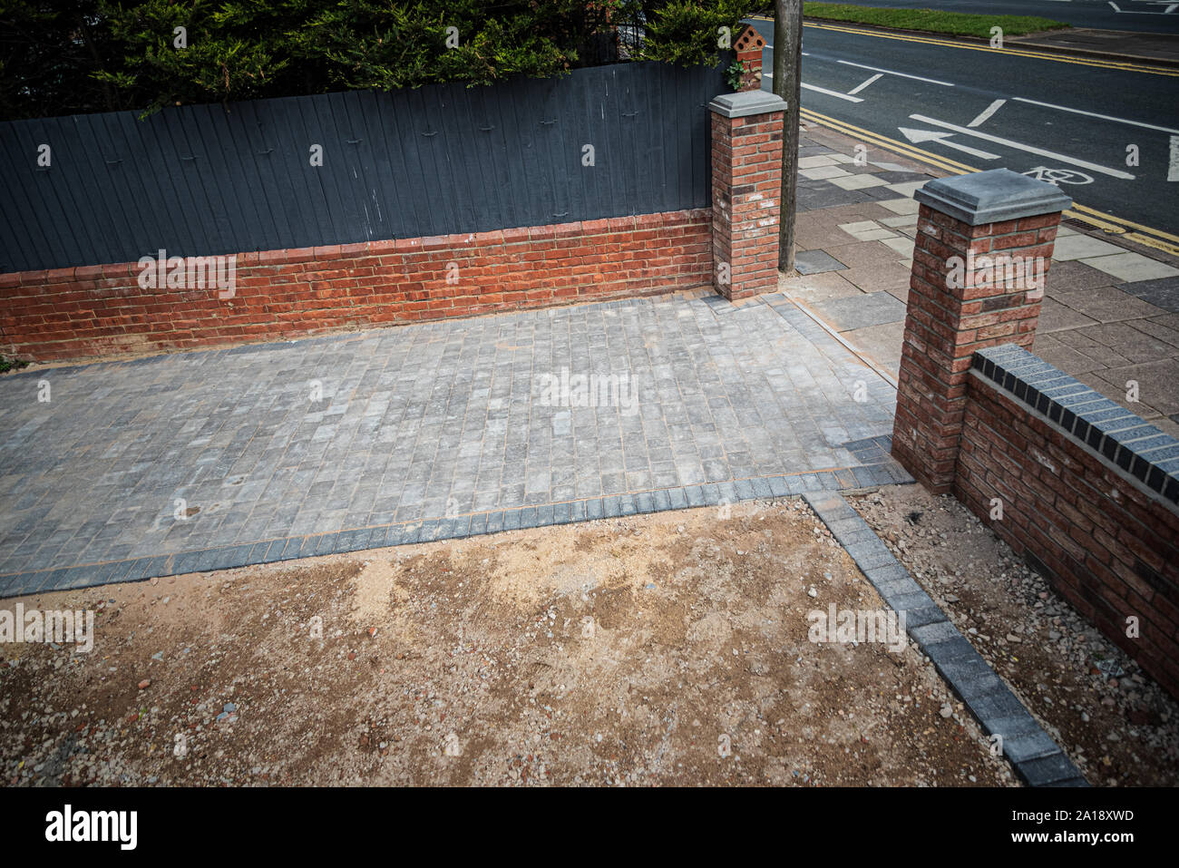 Landscape gardening, blockwork, brickwork, paving & fencing Stock Photo ...