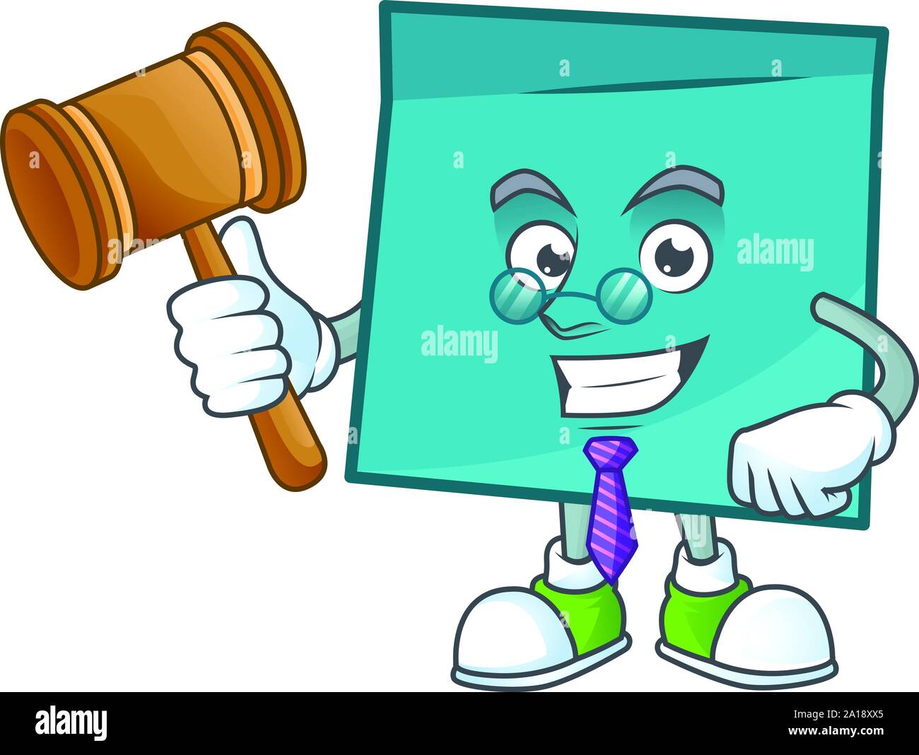 Judge rectangle sticker paper in cartoon character Stock Vector Image ...