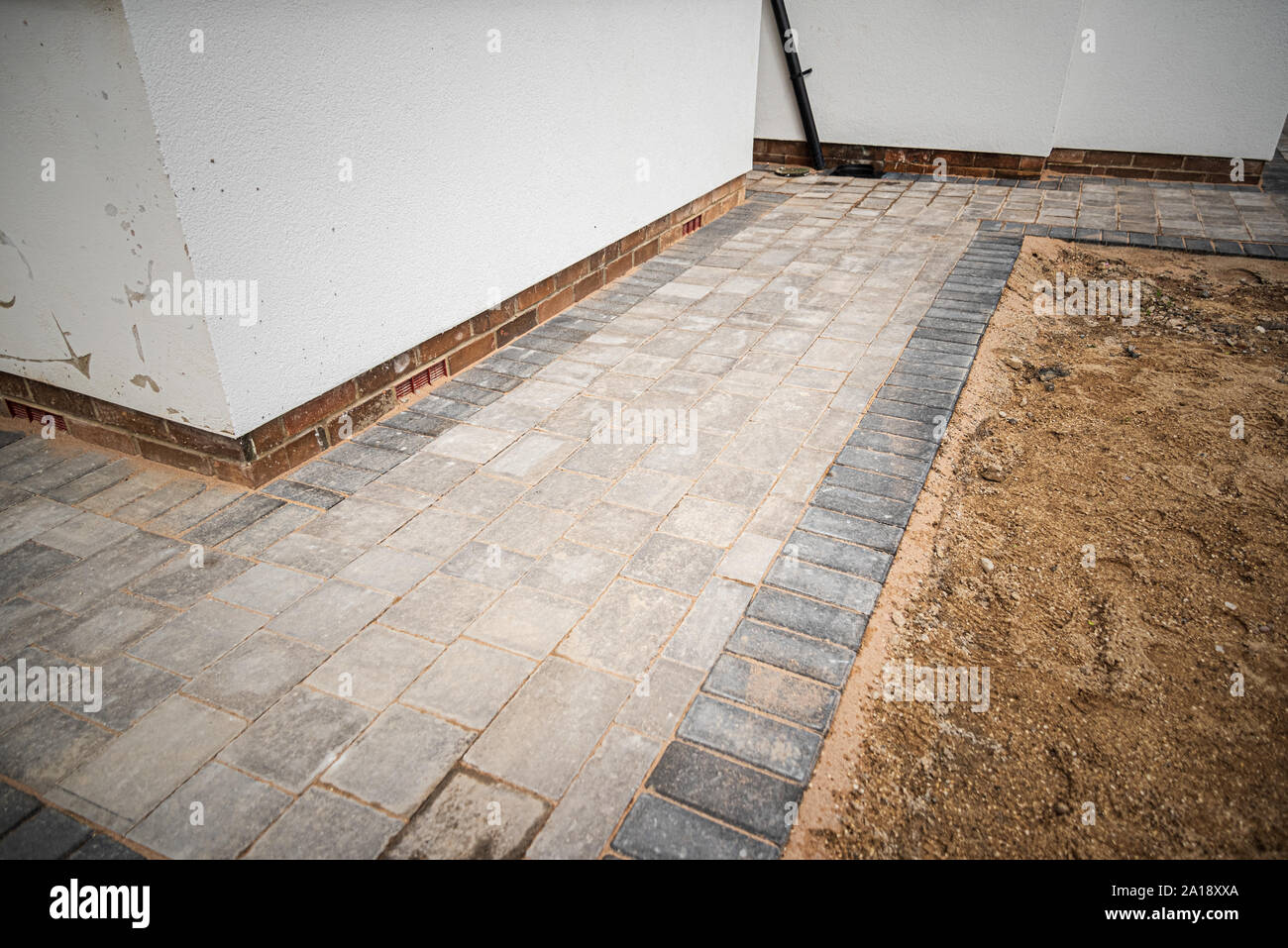 Landscape gardening, blockwork, brickwork, paving & fencing Stock Photo ...