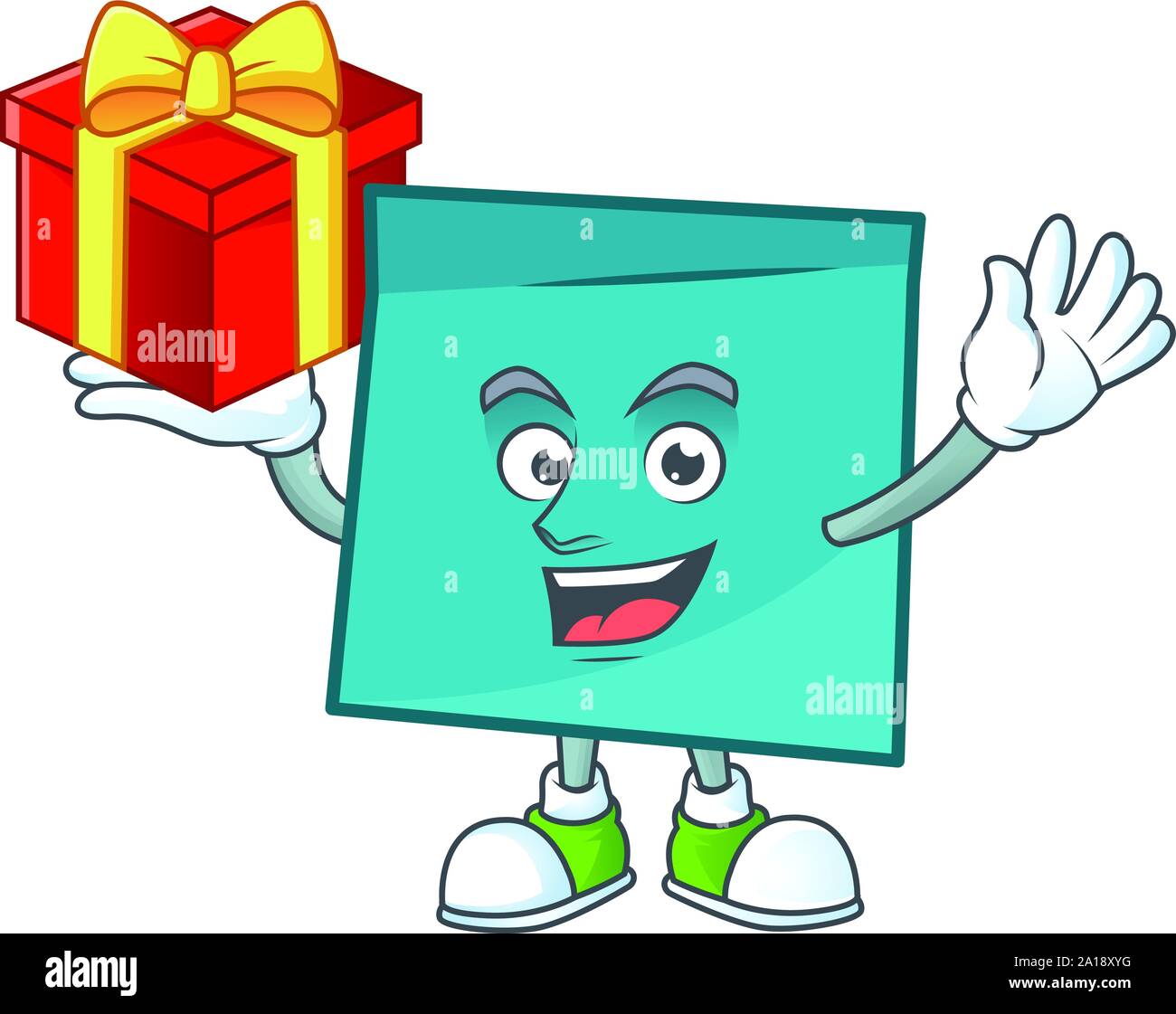 Bring gift rectangle sticker paper in cartoon character Stock Vector ...