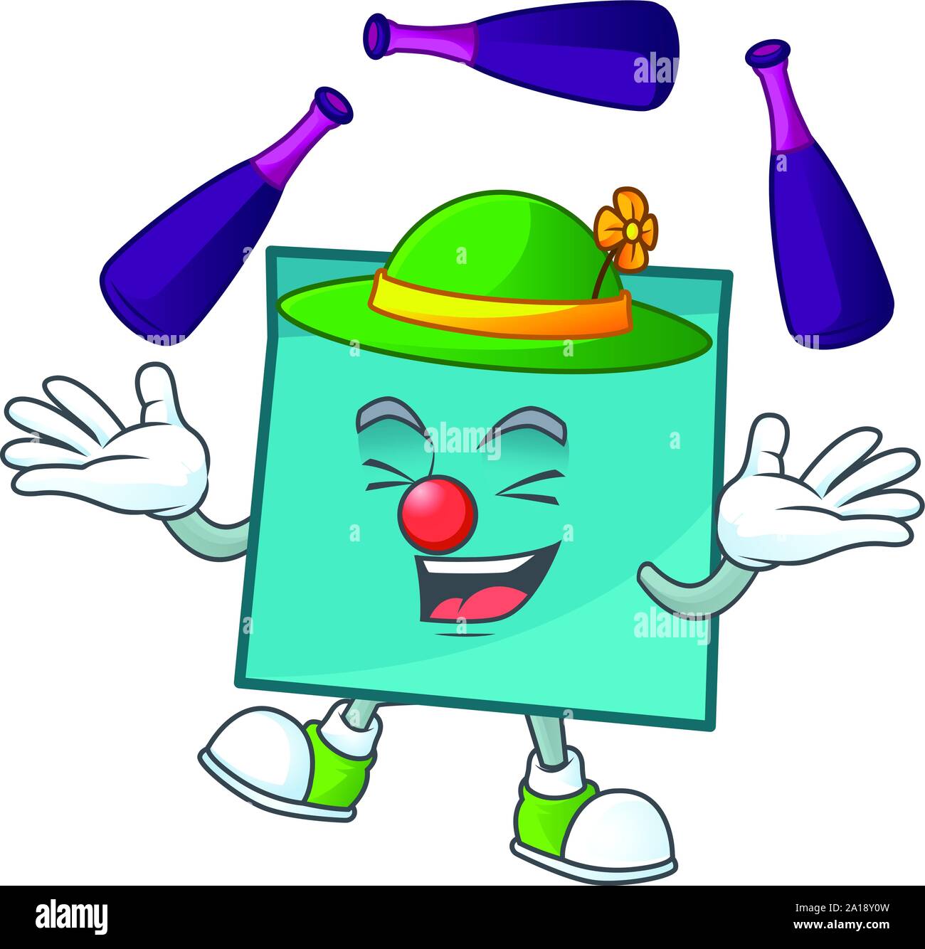 Juggling rectangle sticker paper in cartoon character Stock Vector ...