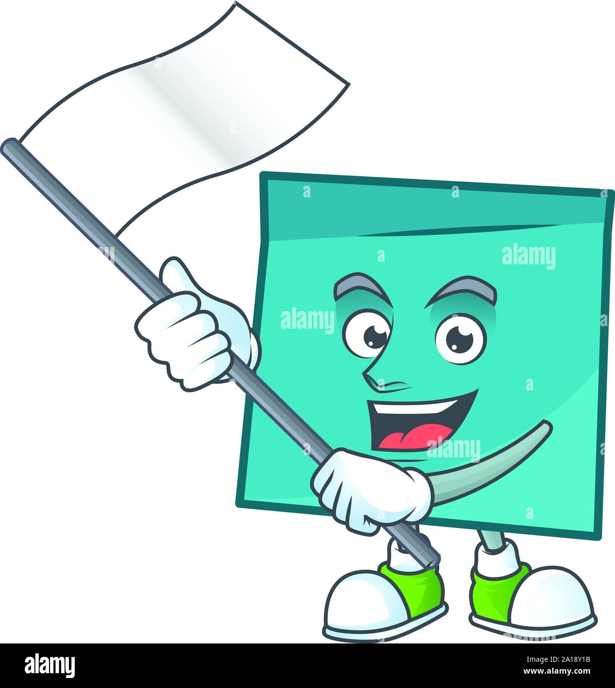 With flag rectangle sticker paper in cartoon character Stock Vector ...