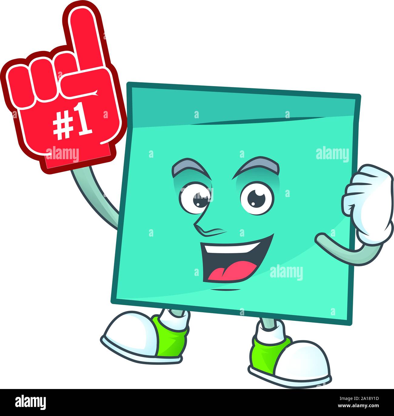 Foam finger rectangle sticker paper in cartoon character Stock Vector ...