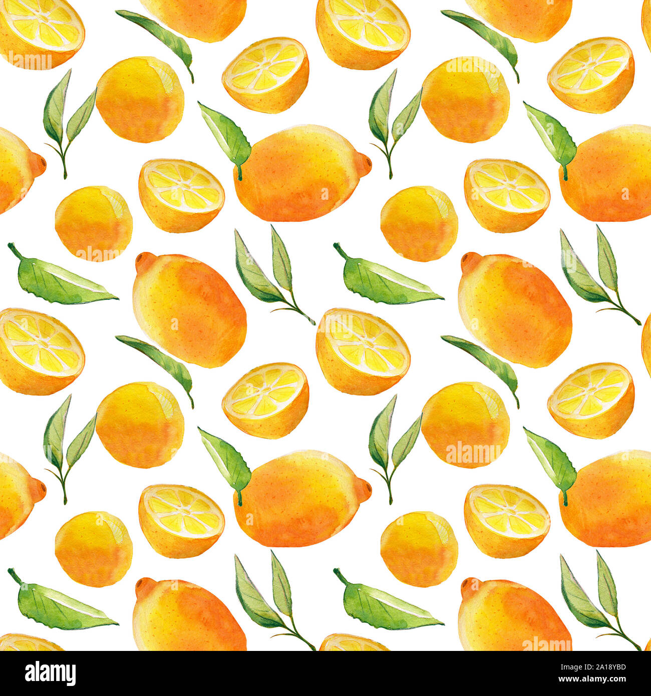 Lemons Seamless Pattern. Watercolor square frame of lemons and branches ...