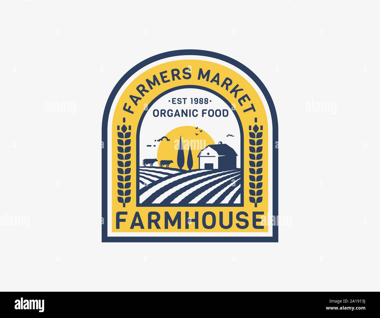 Farm House logo isolated on white background. Vector emblem with ...