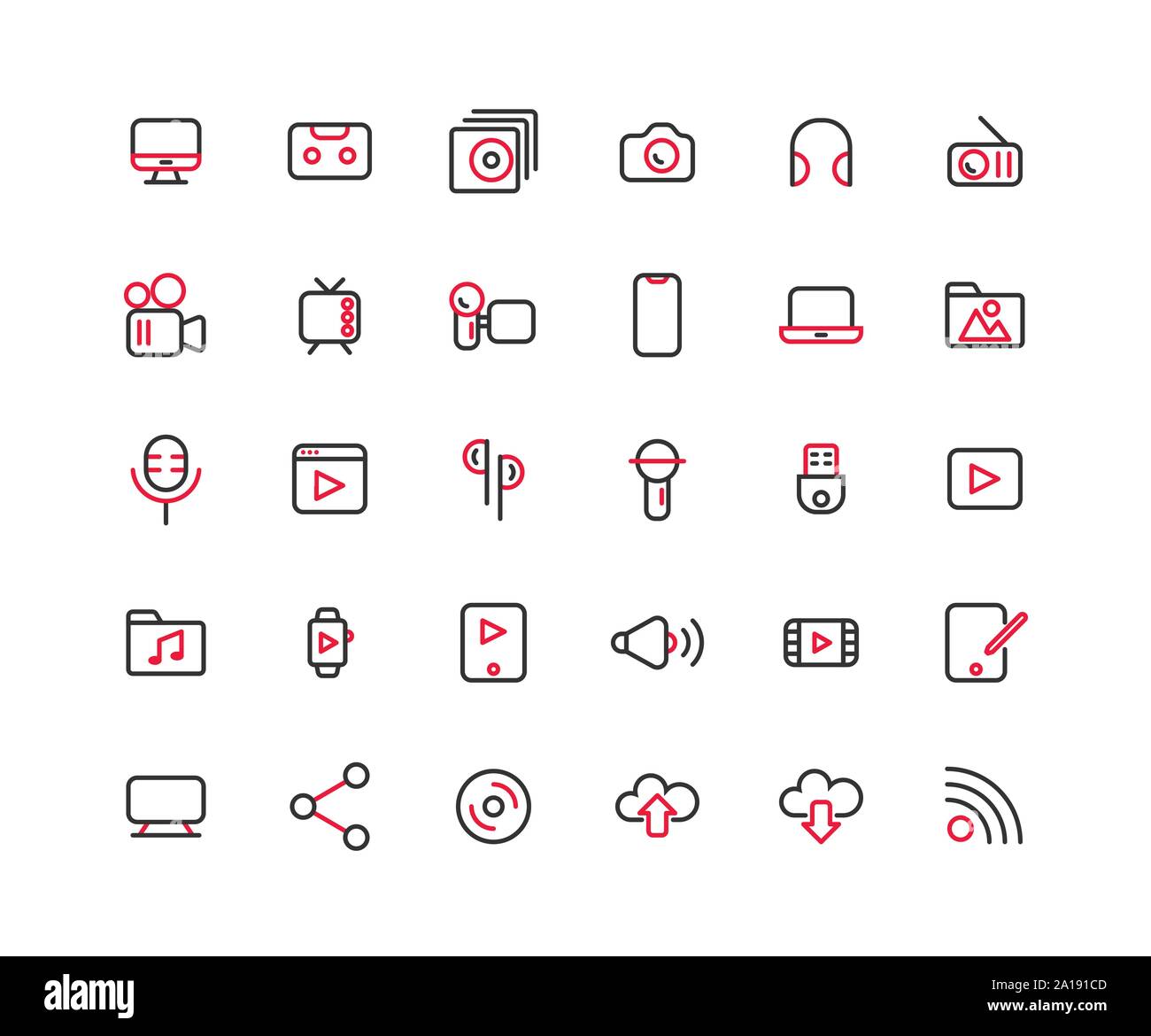 Media outline icon set, Vector and Illustration Stock Vector Image ...