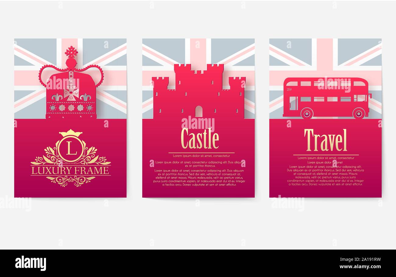 Set of England country ornament illustration concept. Art traditional ...