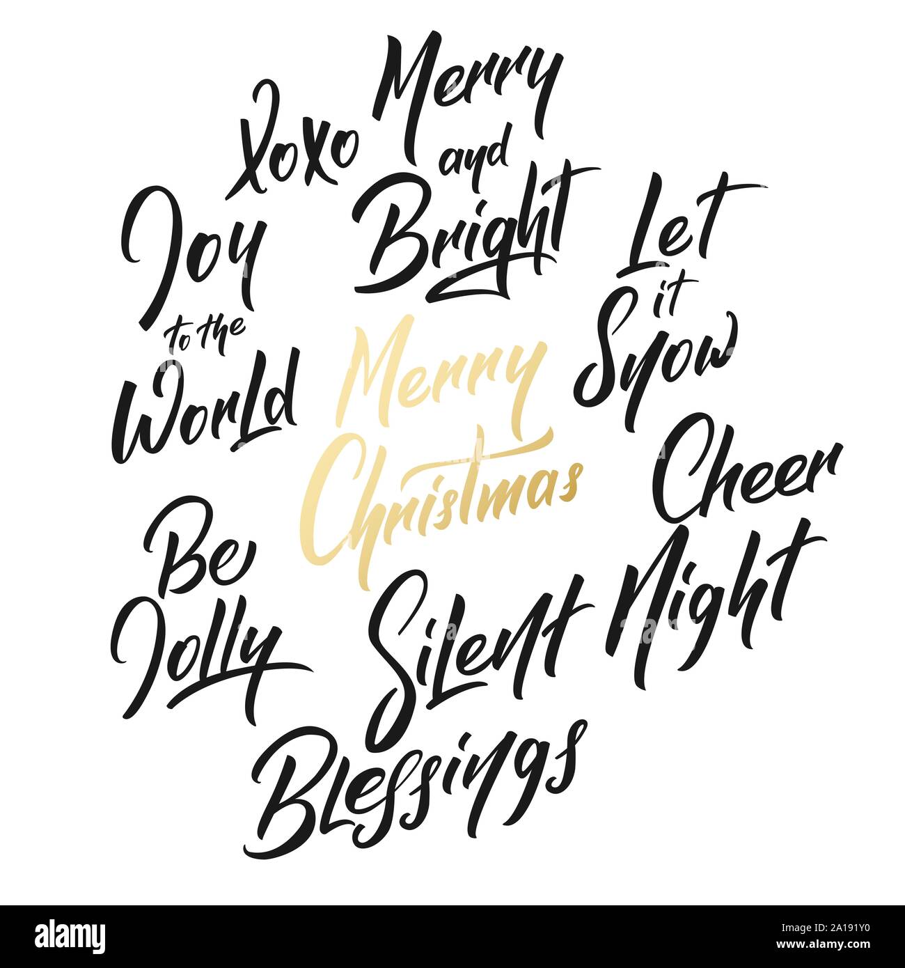 Christmas lettering set. Winter holiday calligraphy labels design for ...