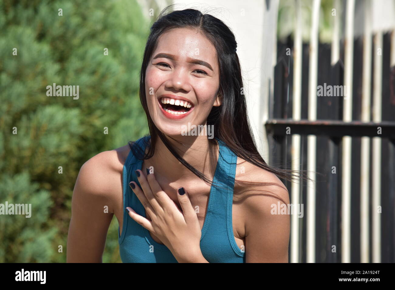 A Woman And Laughter Stock Photo - Alamy