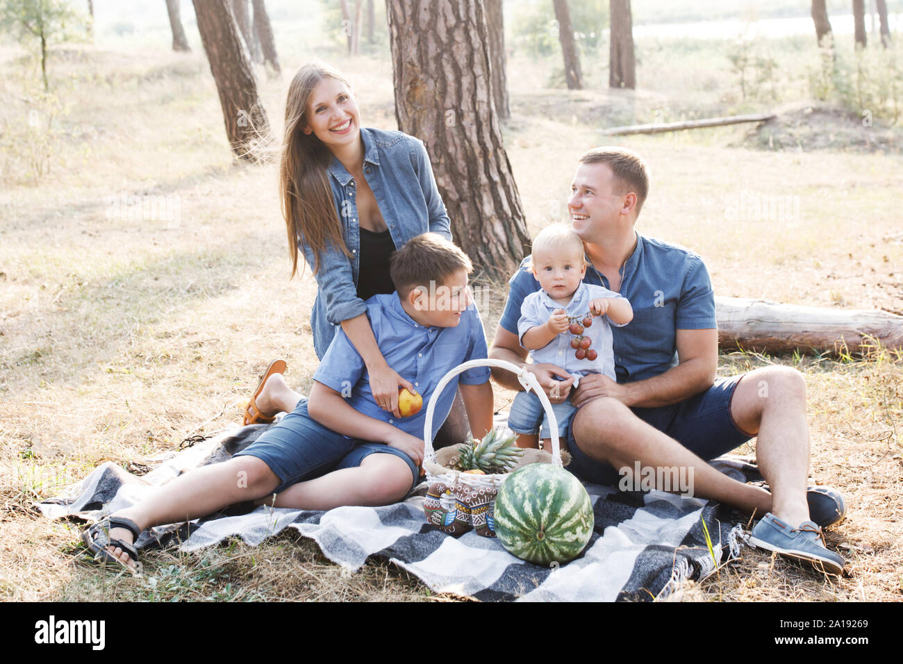 Family mother father two sons hi-res stock photography and images - Alamy