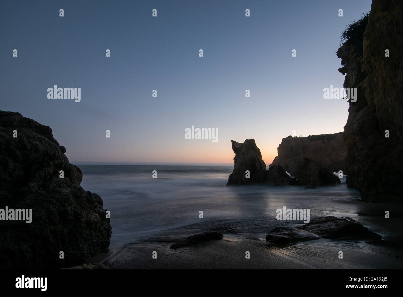 Malibu Beach Sunset Stock Photo - Alamy