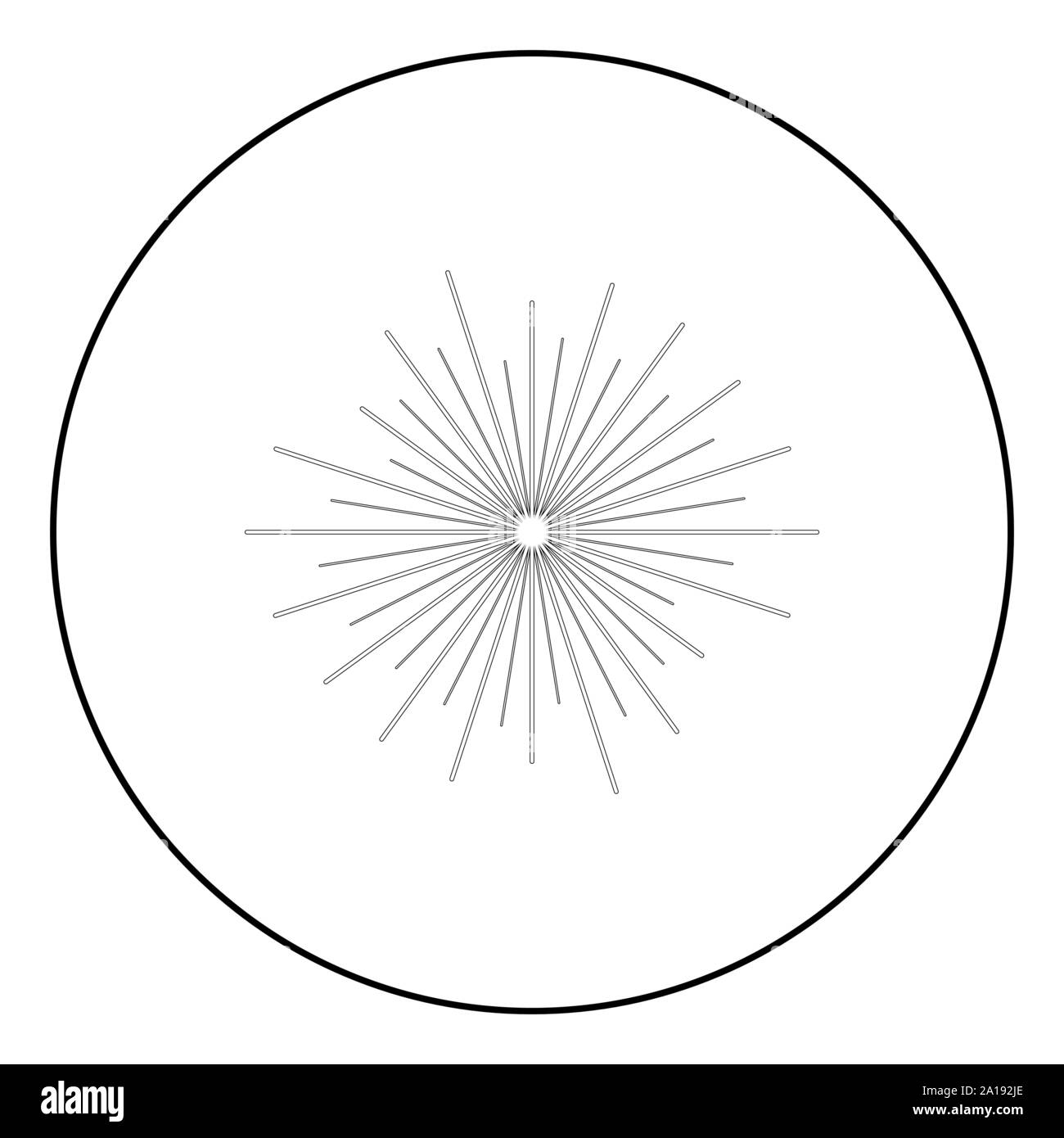 Sun rays Sunbeam concept icon in circle round outline black color ...