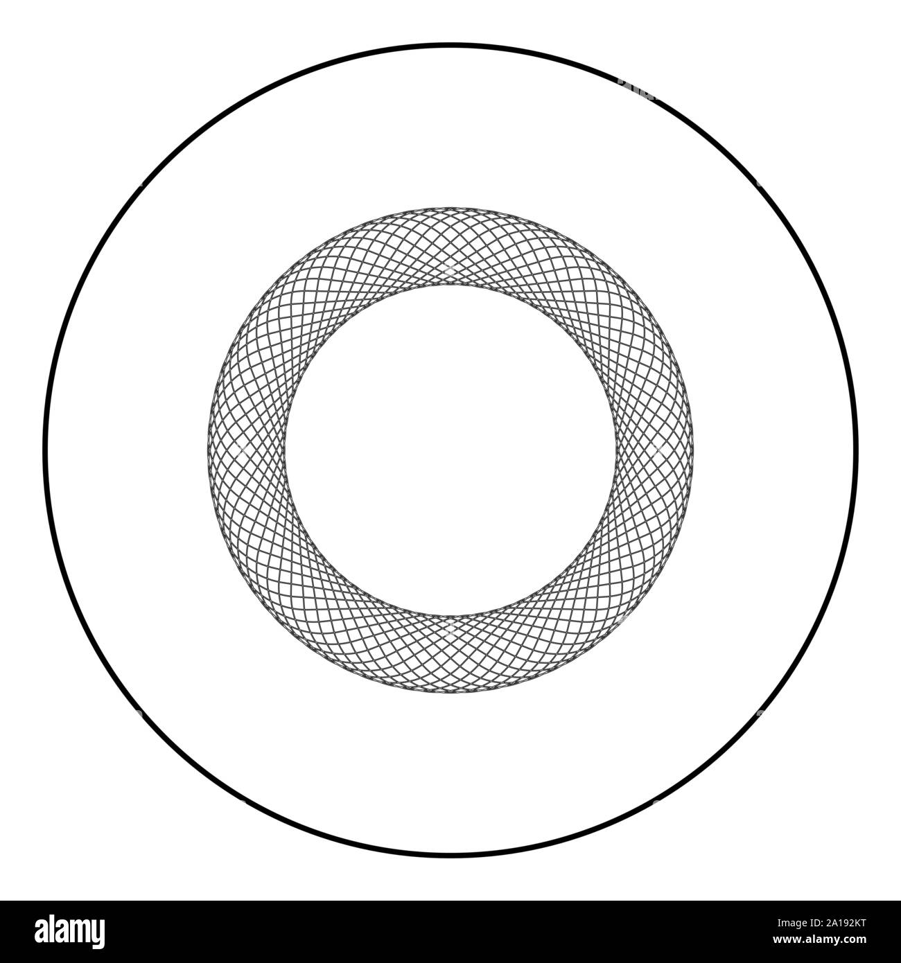 Spirograph element empty in center Abstract concentric symbol icon in circle round outline black ...
